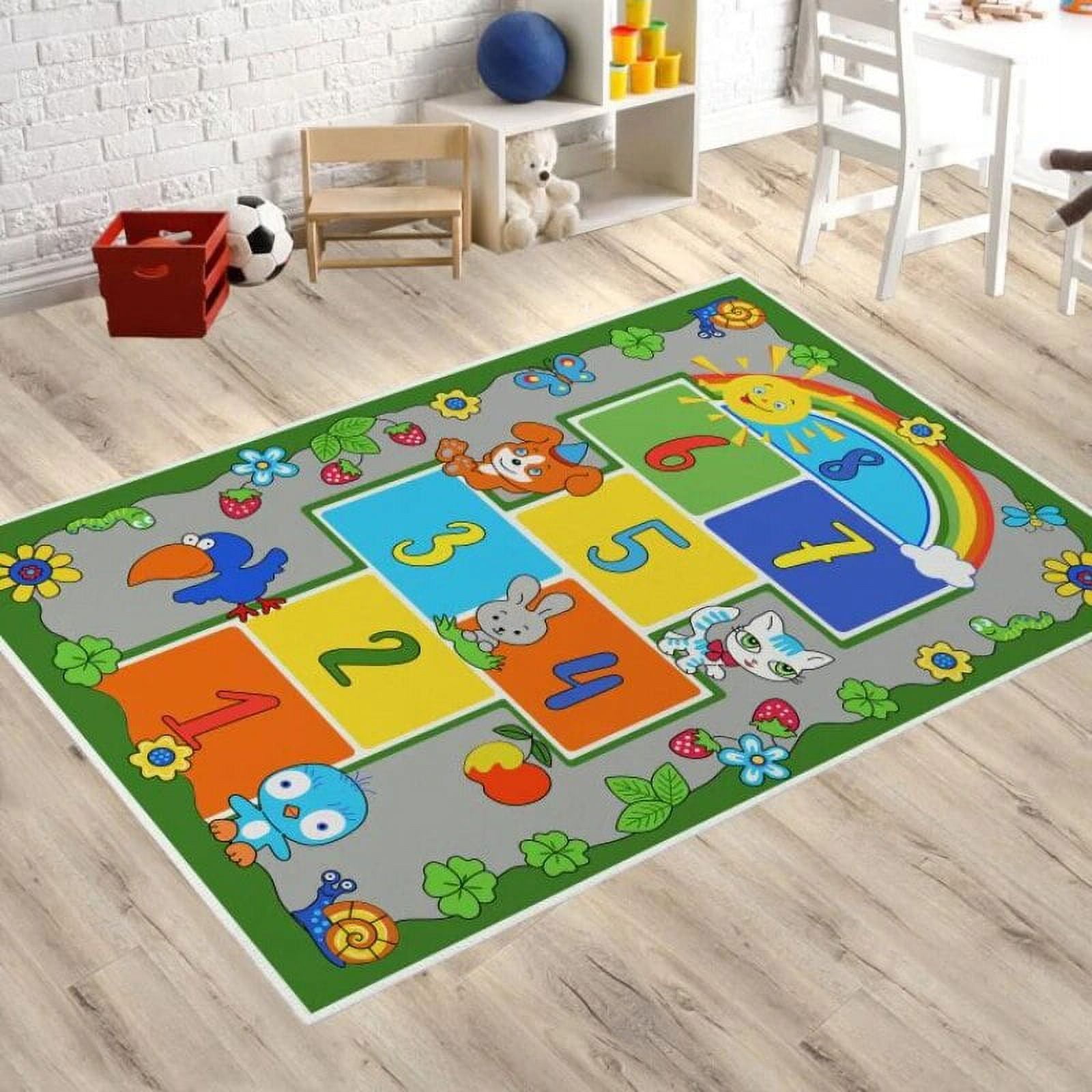 Cartoon Hopscotch Game Large Area Rugs Decor Children's Room Play Non ...