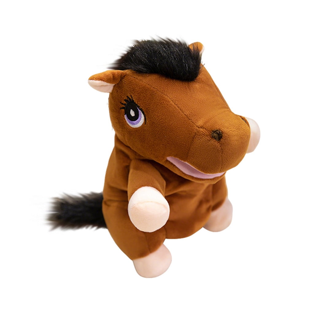Cartoon Horse Plush Toy Cartoon Hand Puppet With Open Mouth Flexible ...