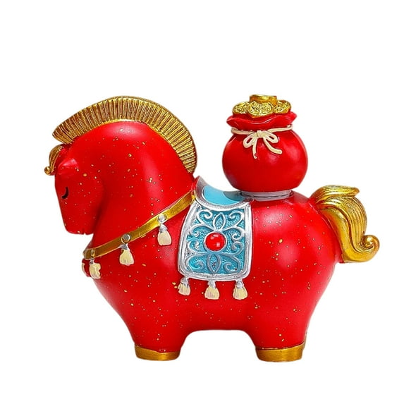 Cartoon Horse Resins Miniature Statue Chinese Zodiacs Decors Festives ...