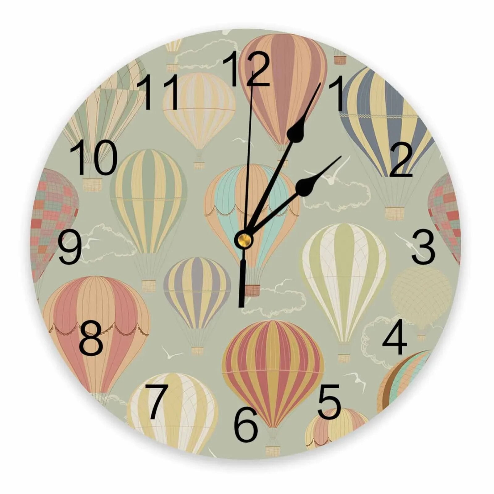 Cartoon Hot Air Balloon Vintage Decorative Round Wall Clock Custom ...