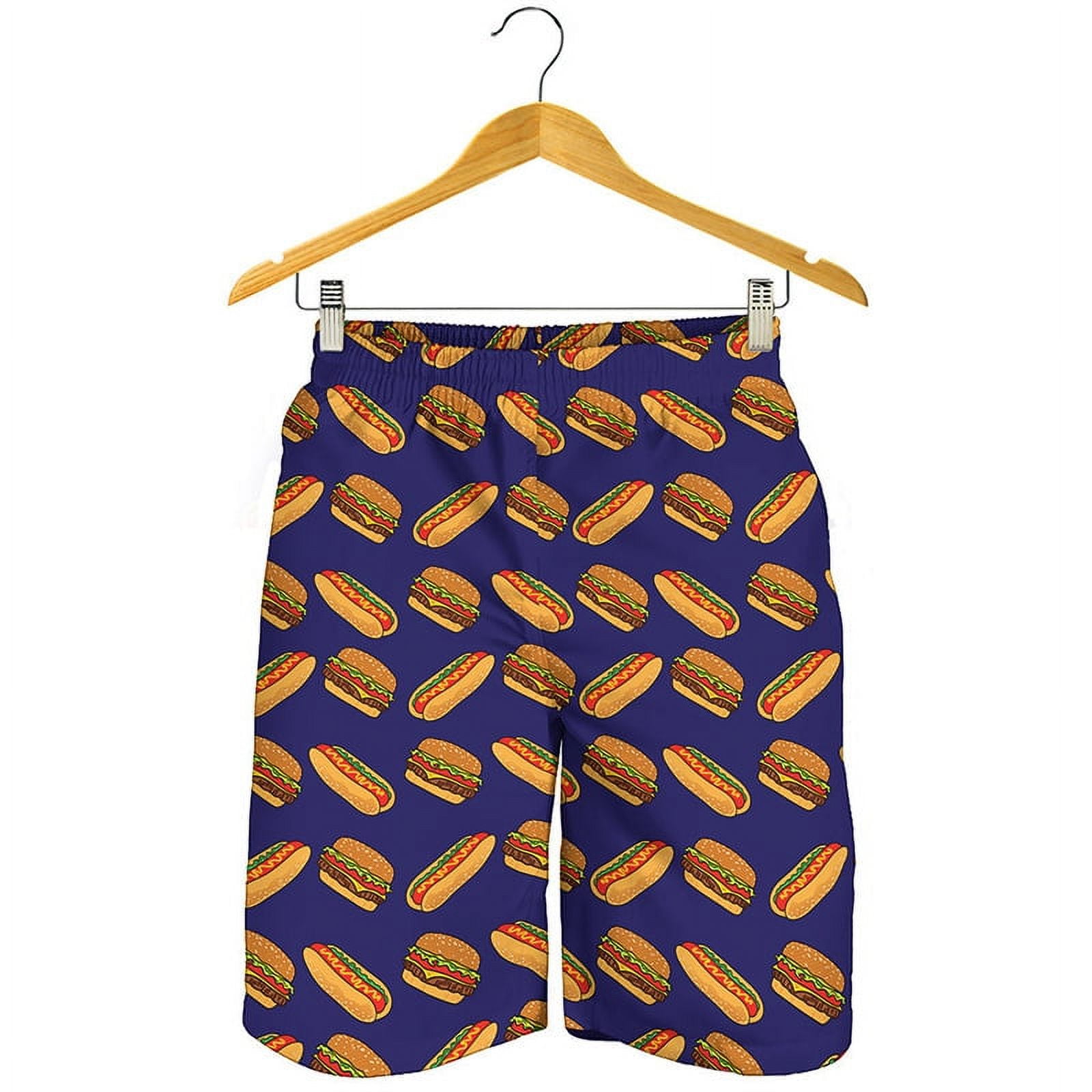 Cartoon Hot Dog Hamburger 3d Print Beach Shorts Men Summer Swim Trunks ...