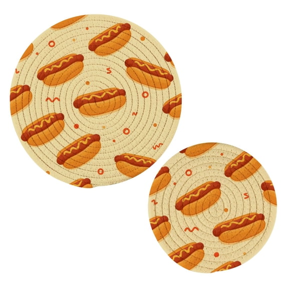 Cartoon Hot Dog Pattern Cotton Trivets Potholders Set of 2 Handmade ...