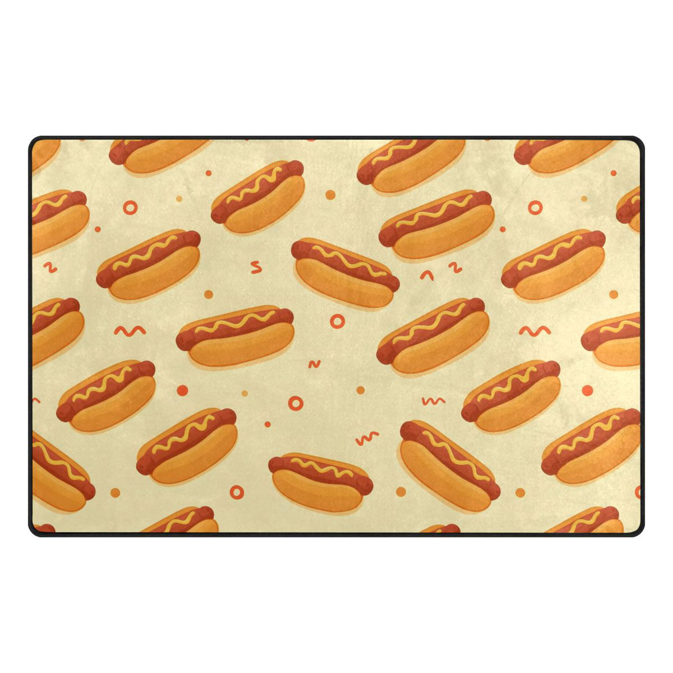 Cartoon Hot Dog Pattern Memory Foam Area Rug 31"x20" Non Slip ...
