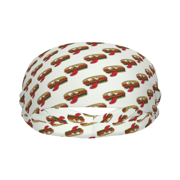 Cartoon Hot Dog Print Funny Sports Headbands for Men/Women Workout ...