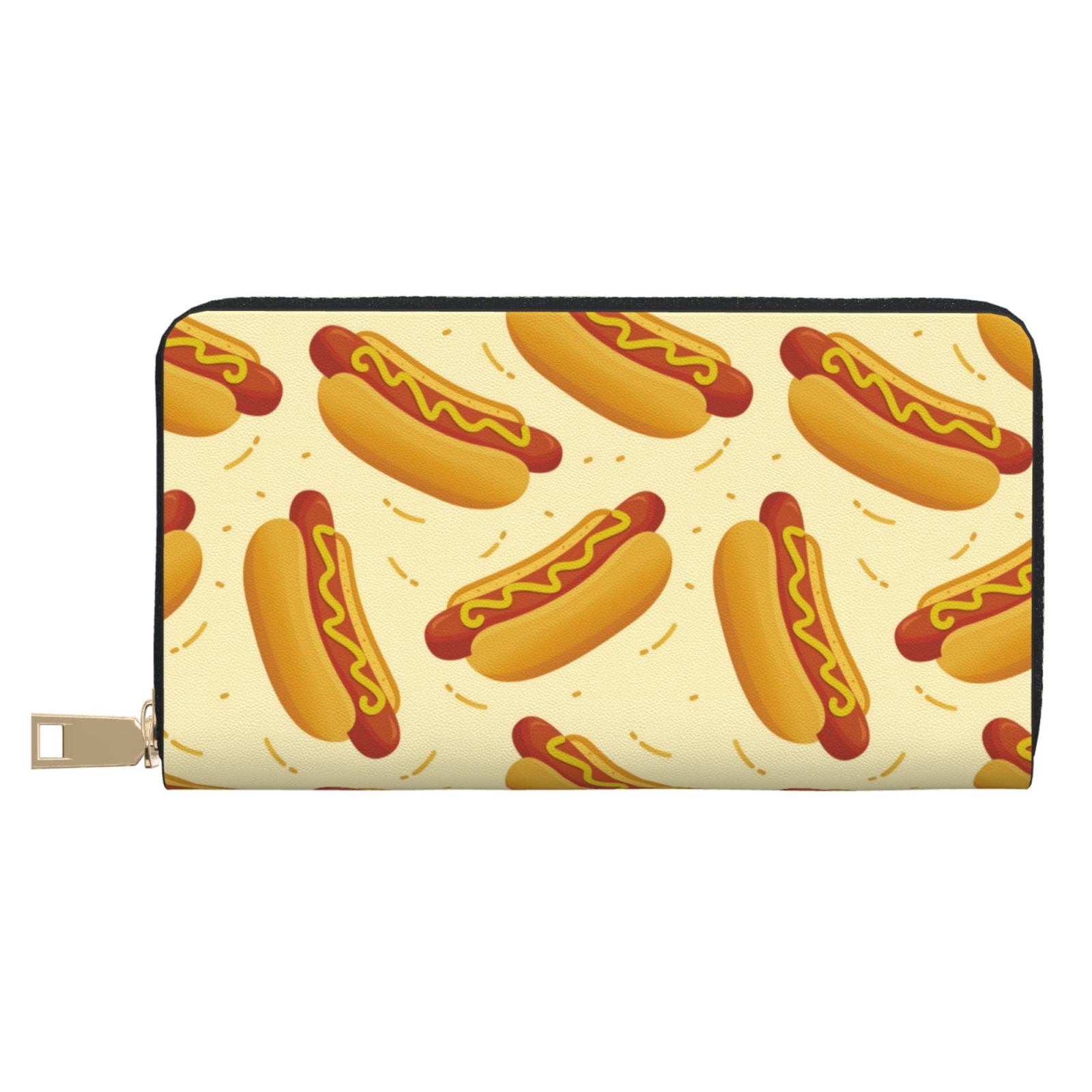 Cartoon Hot Dog Print Wallet Women, Leather Bifold Multi Card Wallet ...