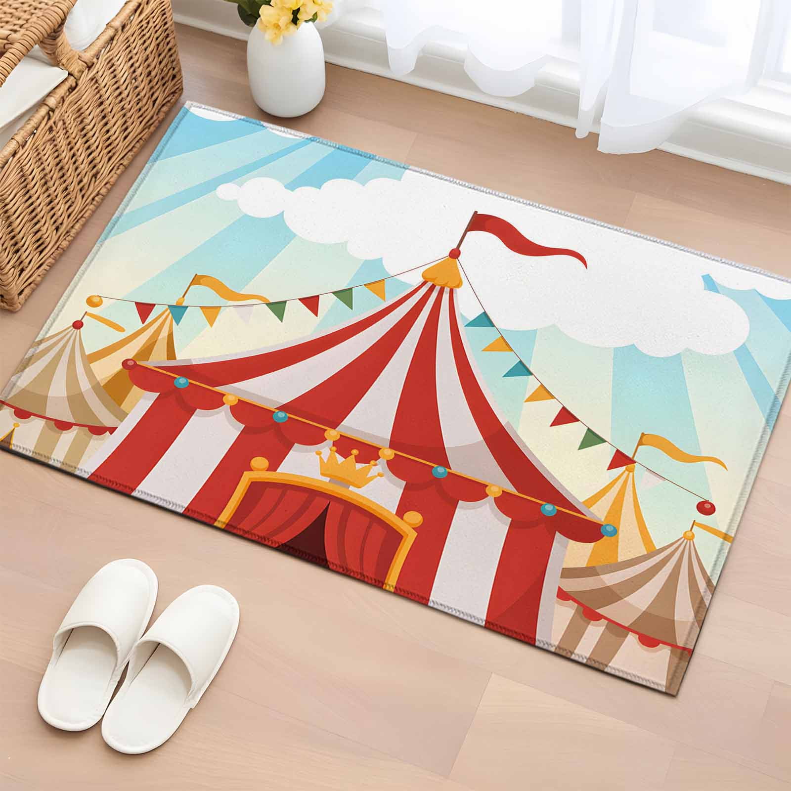 Cartoon House Bathroom Mats 2x3 FT, Non Slip Small Kitchen Mat, Funny ...