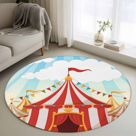 Cartoon House Round Area Rug 4 FT, Non Slip Indoor Outdoor Rug, Funny ...