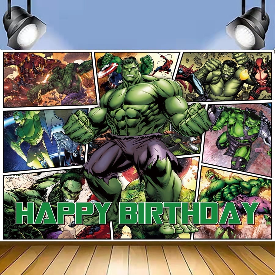 Cartoon Hulk Birthday Backdrop Photography Kids Party Supplies Happy ...