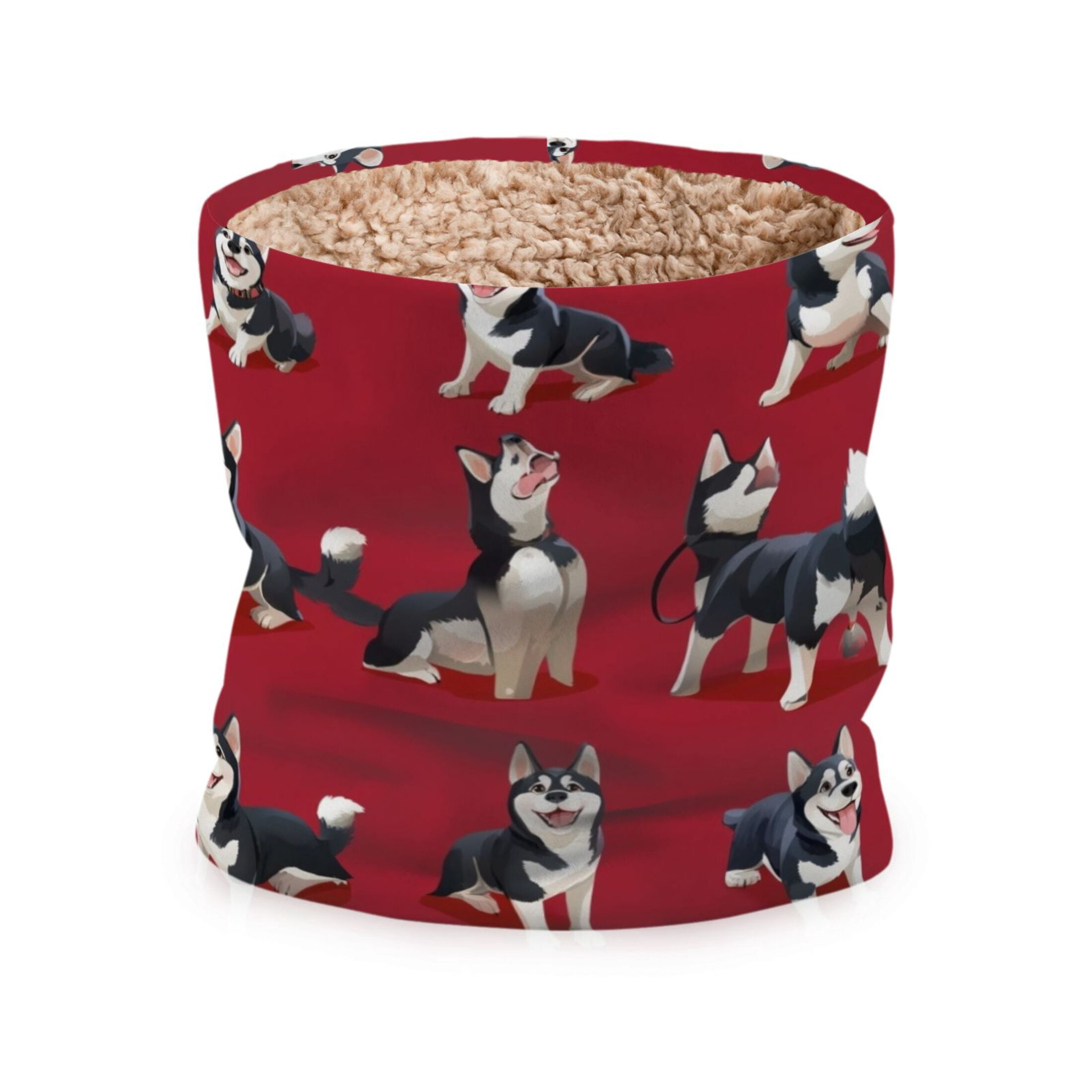 Cartoon Husky Red Neck Warmer Gaiter for Men Women Winter Face Mask for ...