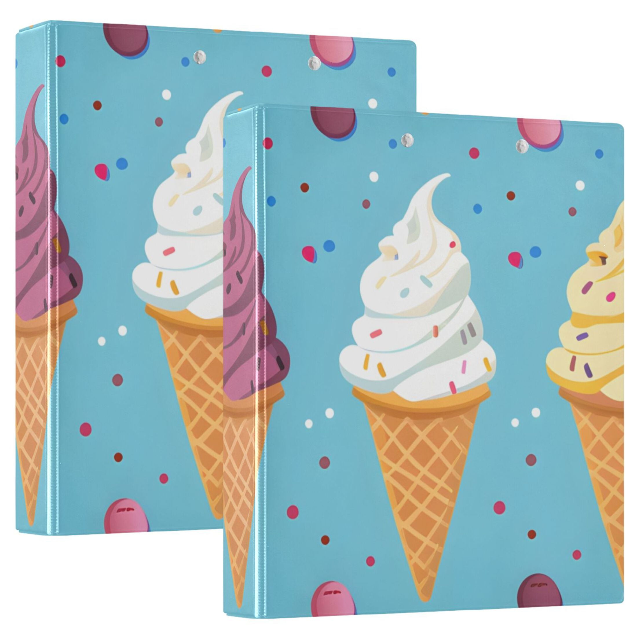 Cartoon Ice Cream 3 Ring Hardcover Binders 1.5" Round Rings for Letter ...
