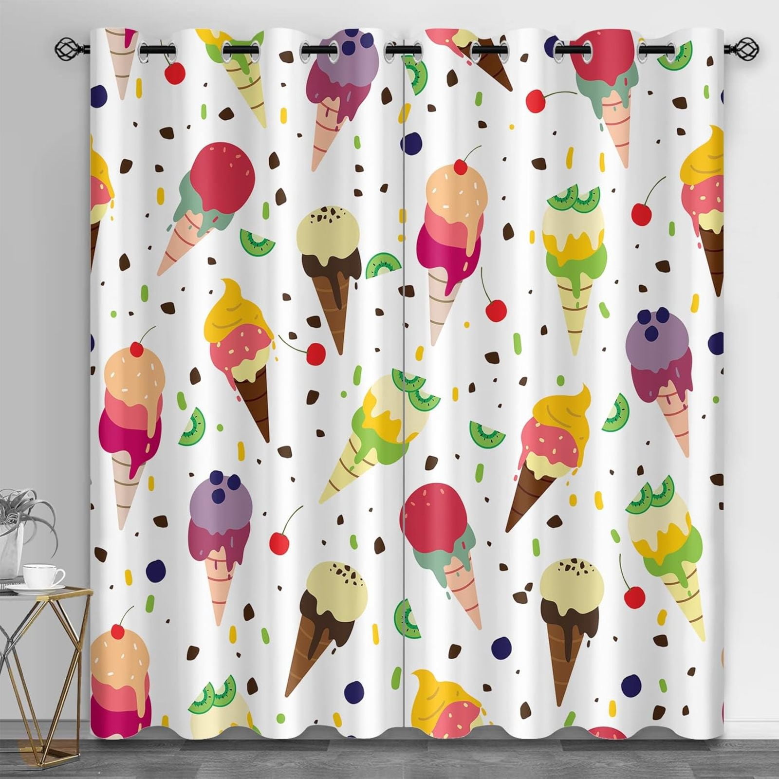 Cartoon Ice Cream Blackout Curtains, Fun Fruit Curtains For Boys ...