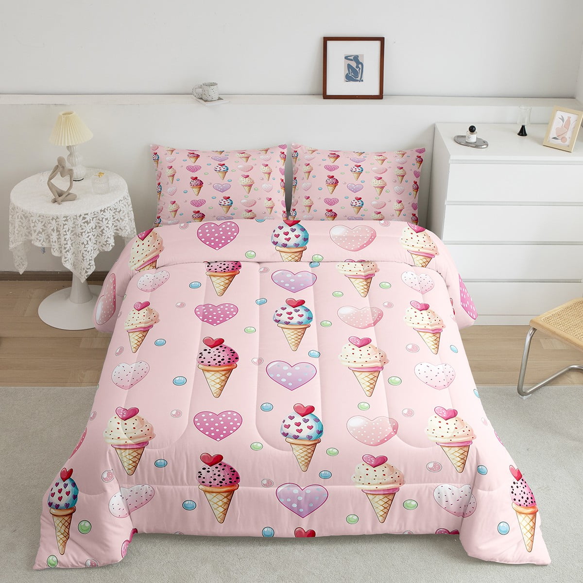 Cartoon Ice Cream Comforter Set King Size,Cute Cream Cones Hawaii ...