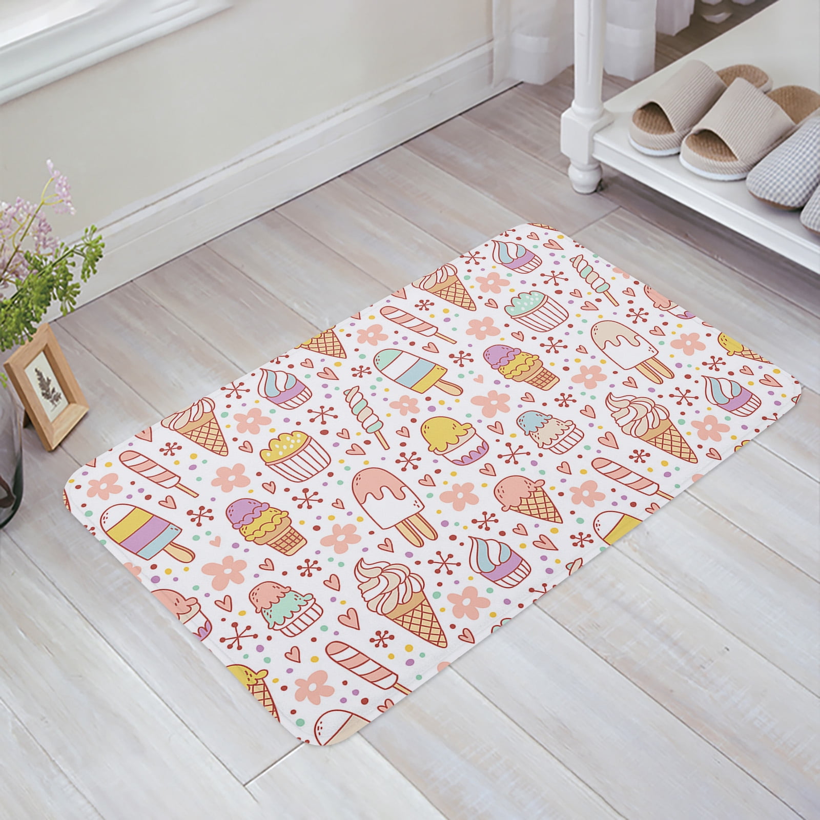 Cartoon Ice Cream Snowflake Bathroom Mat Corridor Carpet Kitchen Mat ...
