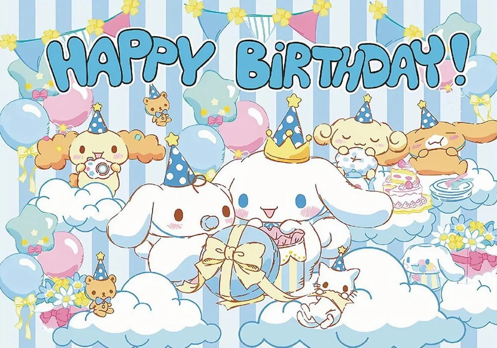 Cartoon Image Cinnamoroll Photo Backdrop Sanrio Jade Dog Girls Birthday ...