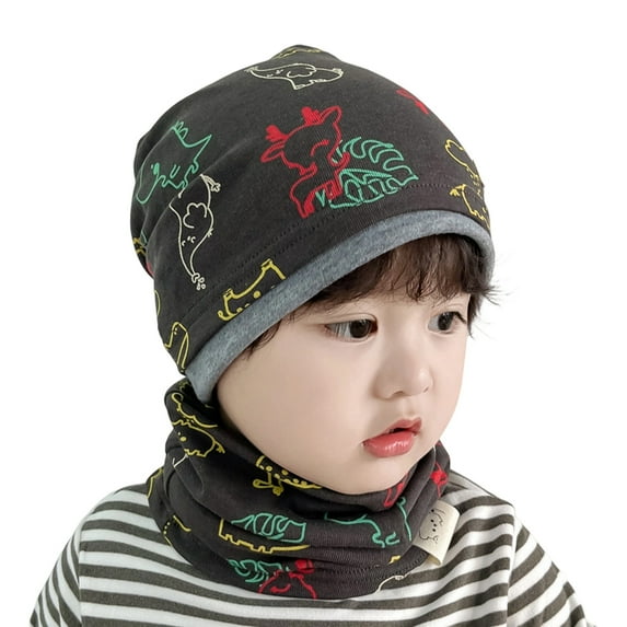Cartoon Infant Winter Hat & Scarf Set - Stretchy Brimless Cotton Design ...