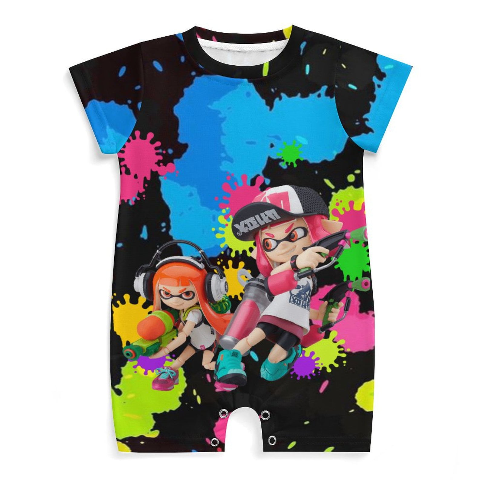 Cartoon Inkling Splatoon Baby Romper Jumpsuit Summer Short Sleeve One ...