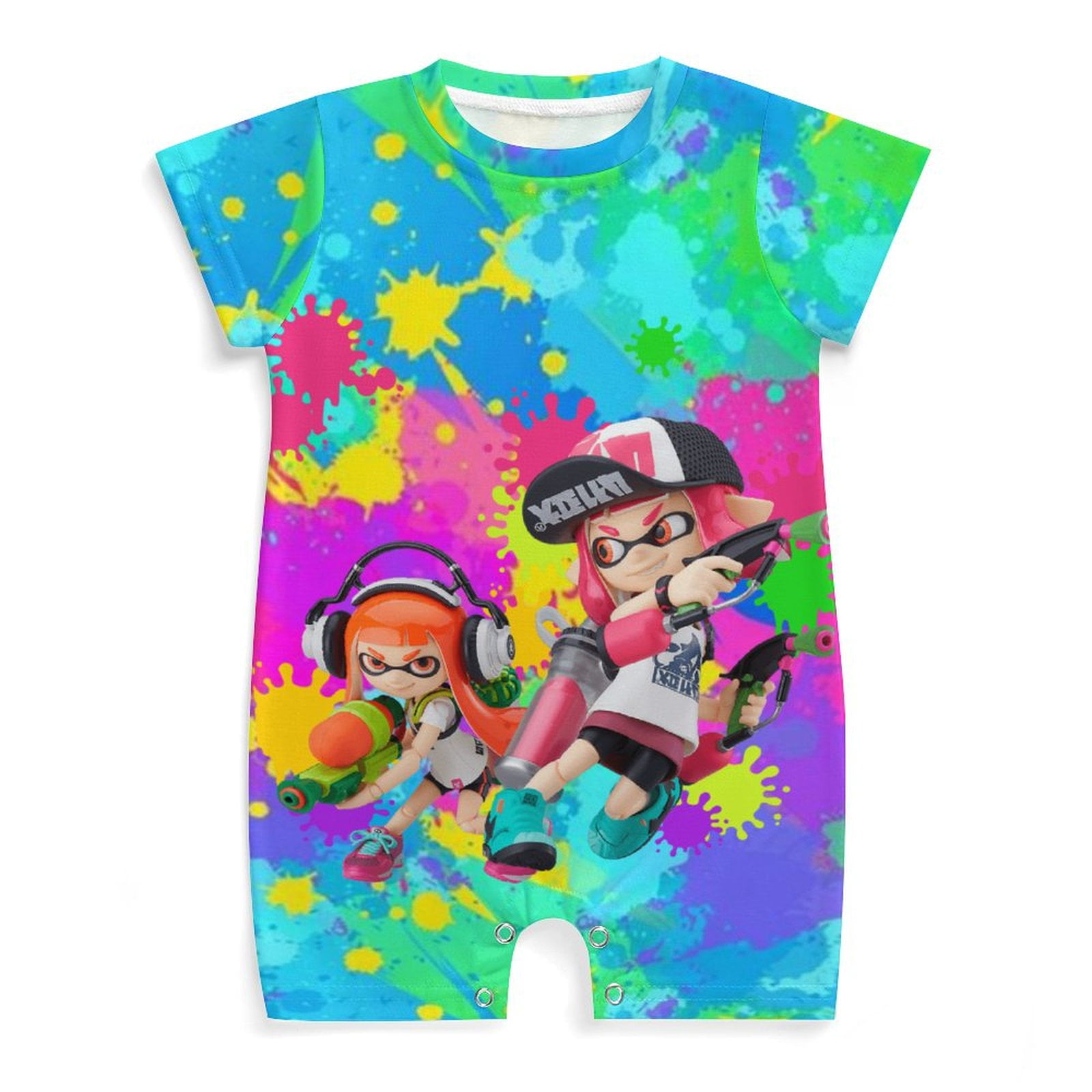 Cartoon Inkling Splatoon Baby Romper Jumpsuit Summer Short Sleeve One ...