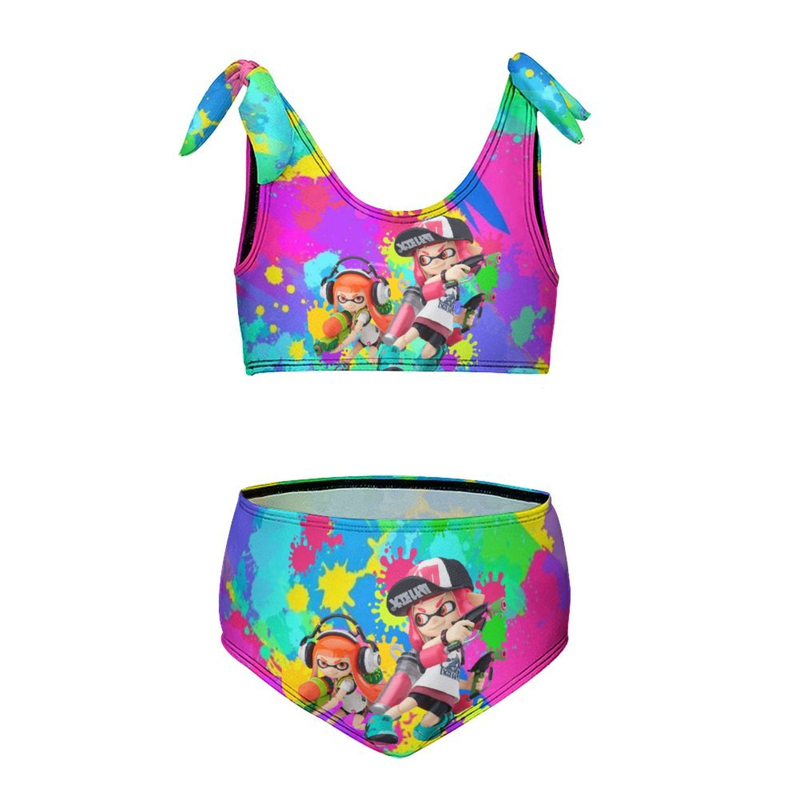 Cartoon Inkling Splatoon Girls Swimsuits Set 2pcs Summer Holiday ...