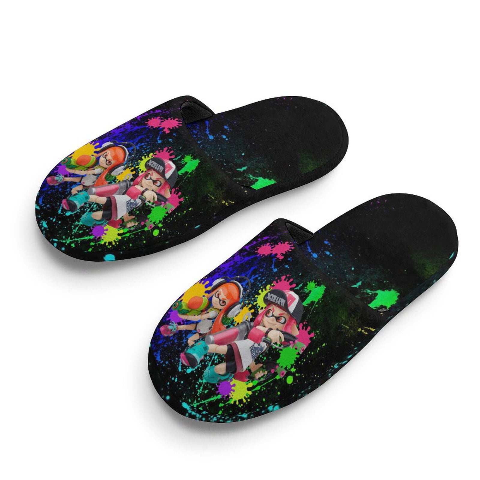 Cartoon Inkling Splatoon Kid's Cotton Slippers Flannel Plush Soft ...