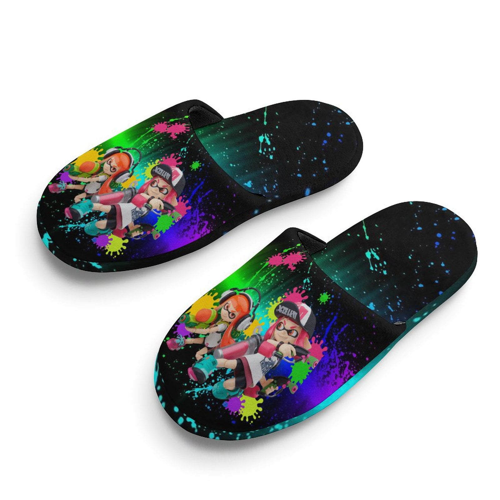Cartoon Inkling Splatoon Kid's Cotton Slippers Flannel Plush Soft ...