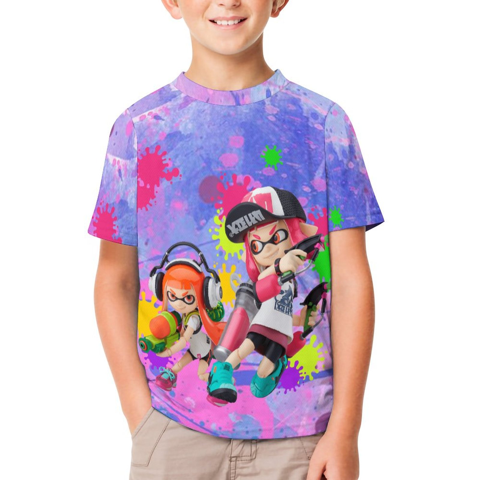 Cartoon Inkling Splatoon Kids T-Shirt Summer Short Sleeve Top Tee Shirt ...