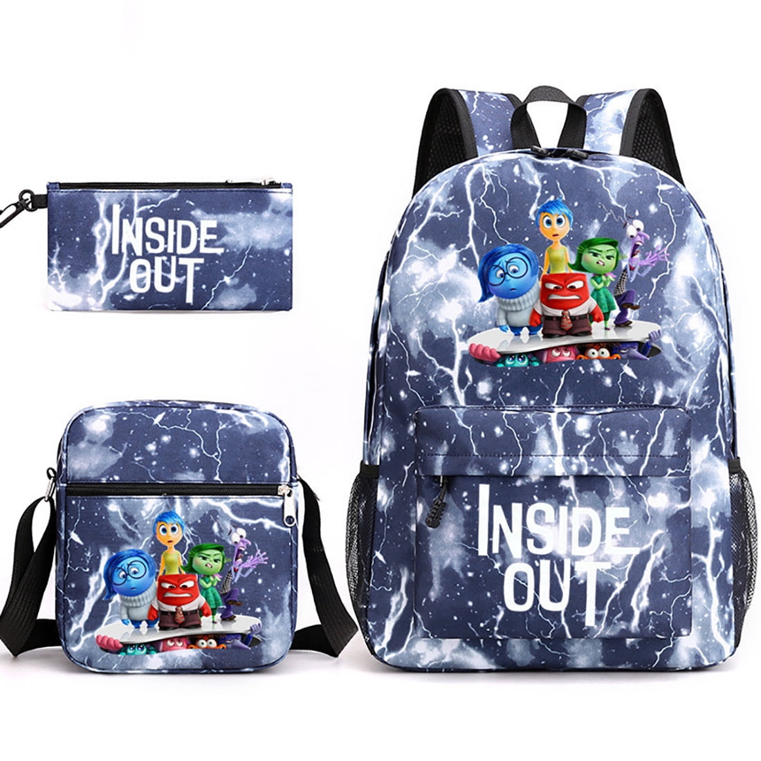 Cartoon Inside Out 2 Backpack Set 3pcs Cool Lightning Travel Backpack ...
