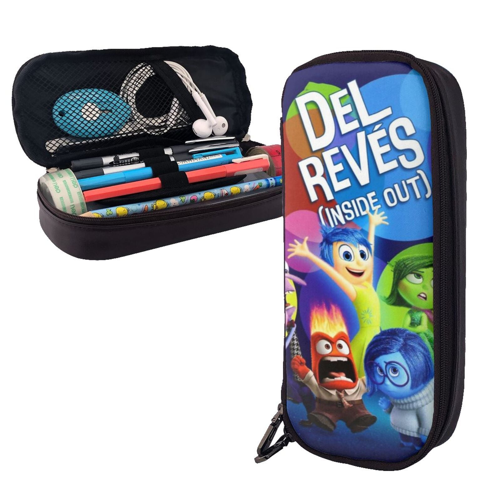 Cartoon Inside Out Brown Pencil Case Leather Pen Bag Holder Stationery ...