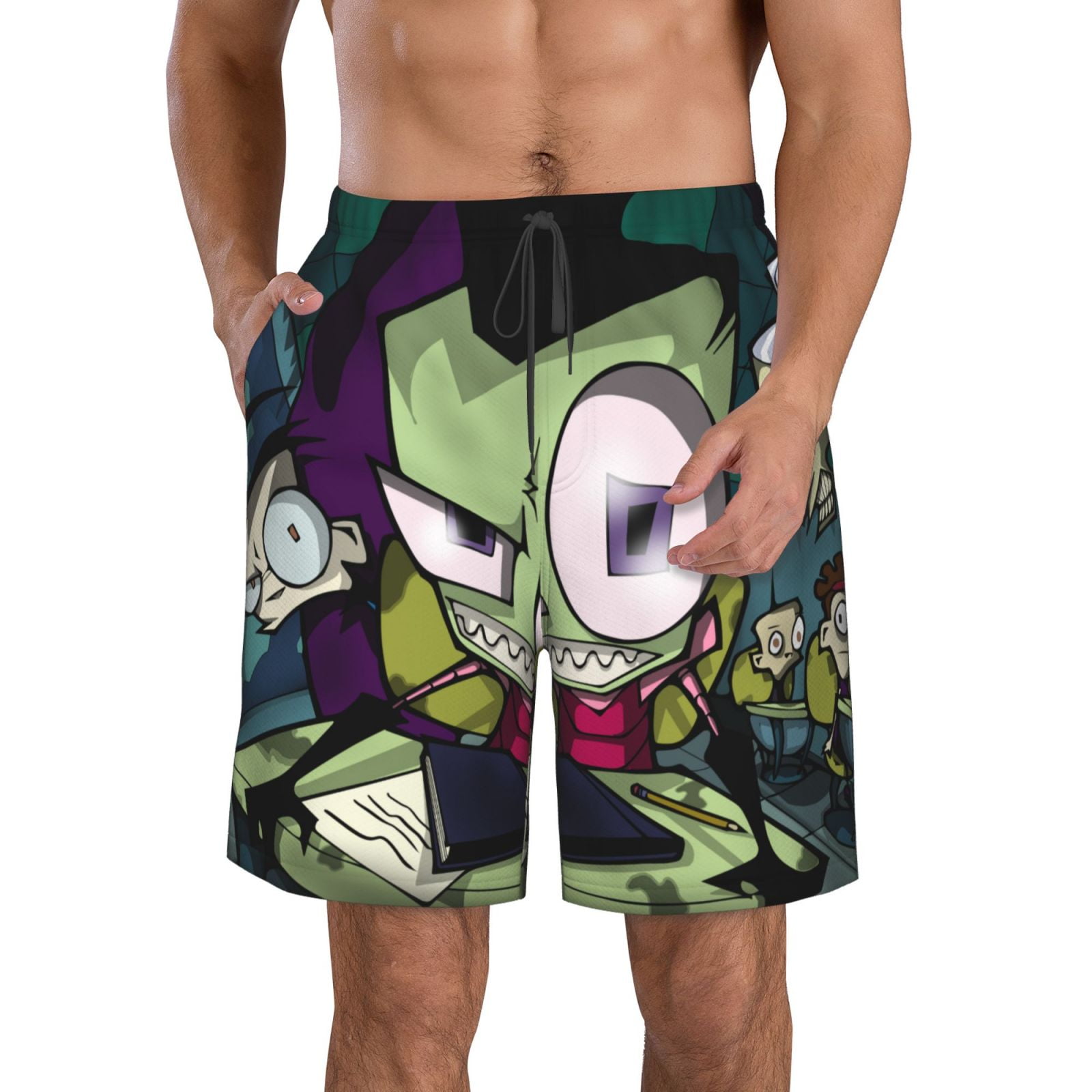 Cartoon Invader Zim Men's Beach Shorts Swim Trunks Casual Quick Dry ...