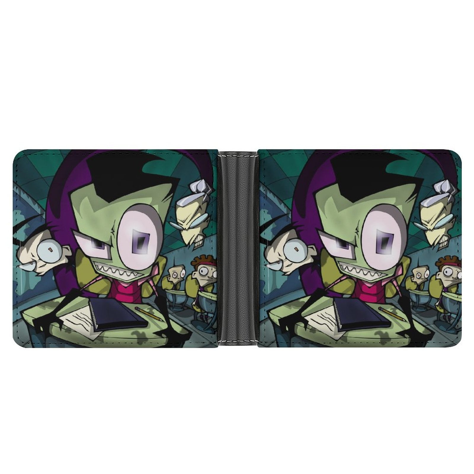 Cartoon Invader Zim PU Leather Bifold Wallet Money Organizers Gift With ...