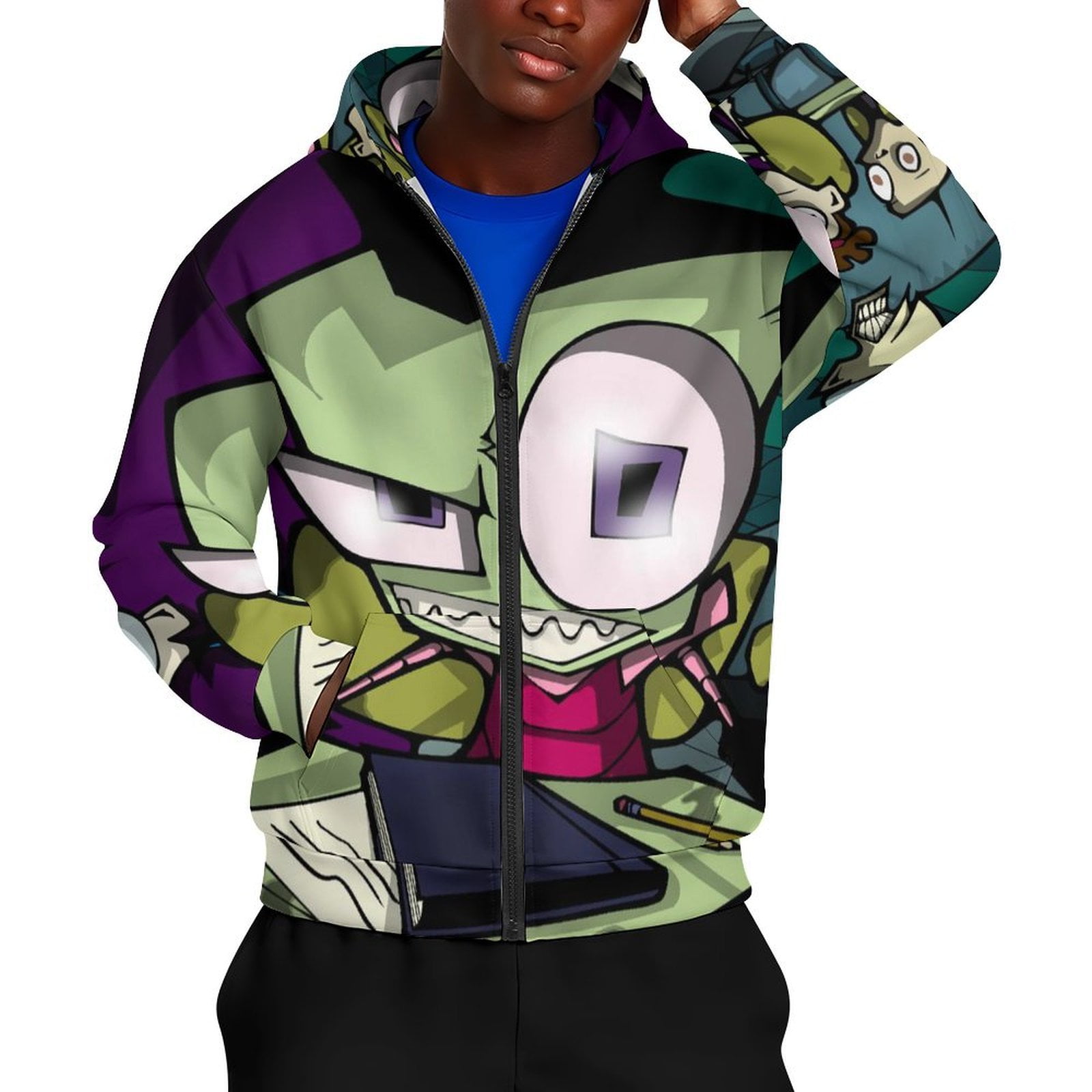 Cartoon Invader Zim Teen Sweatshirts Zipper Hoodies Jacket Coat With ...