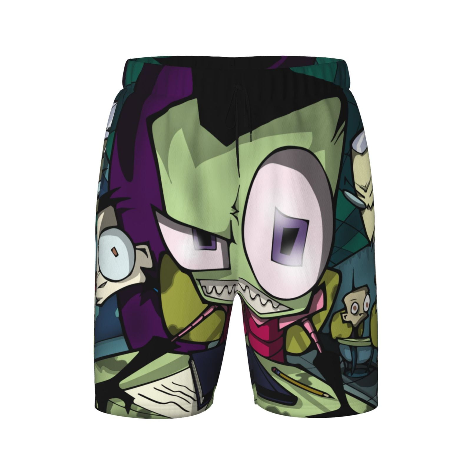 Cartoon Invader Zim Teen Swim Trunks Summer Beach Board Shorts Double ...