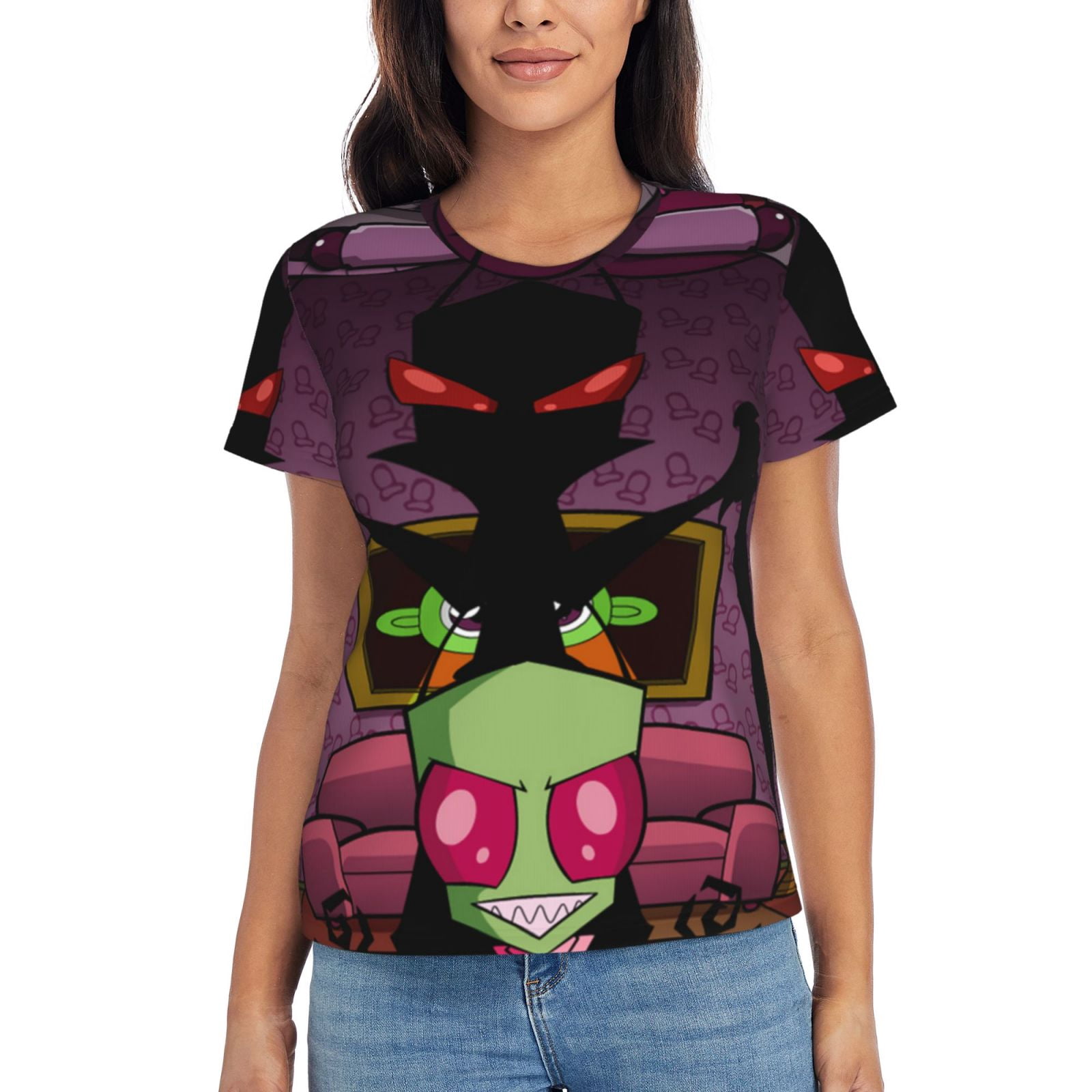 Cartoon Invader Zim Women's Short-Sleeve T Shirts Lightweight Casual ...