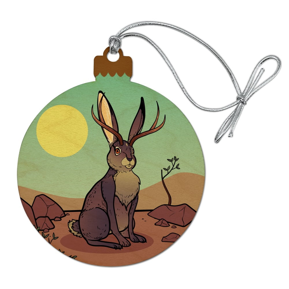 Cartoon Jackalope Wood Christmas Tree Holiday Ornament - Walmart.com