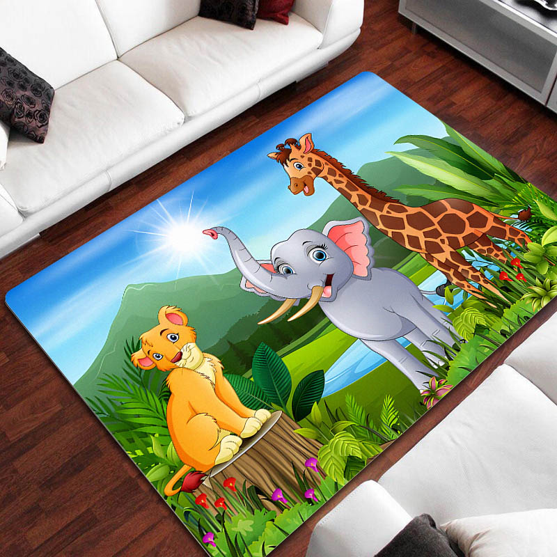Cartoon Jungle Animal Printed Carpet Play Carpets Living Room Bedroom ...