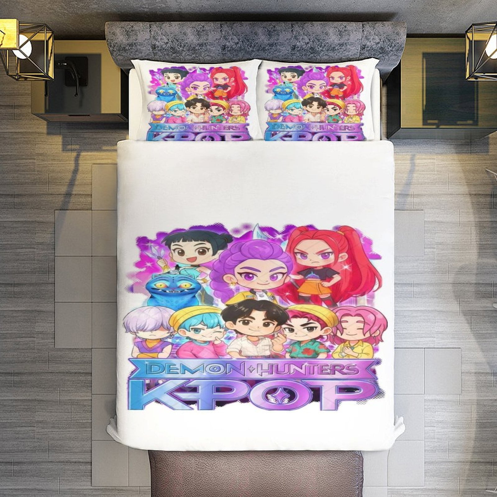 Cartoon K pop D-emon H-un/ters Rumi Mira Zoey Bed Sheets for Kids Boys Girls Bedding,Duvet Cover ...