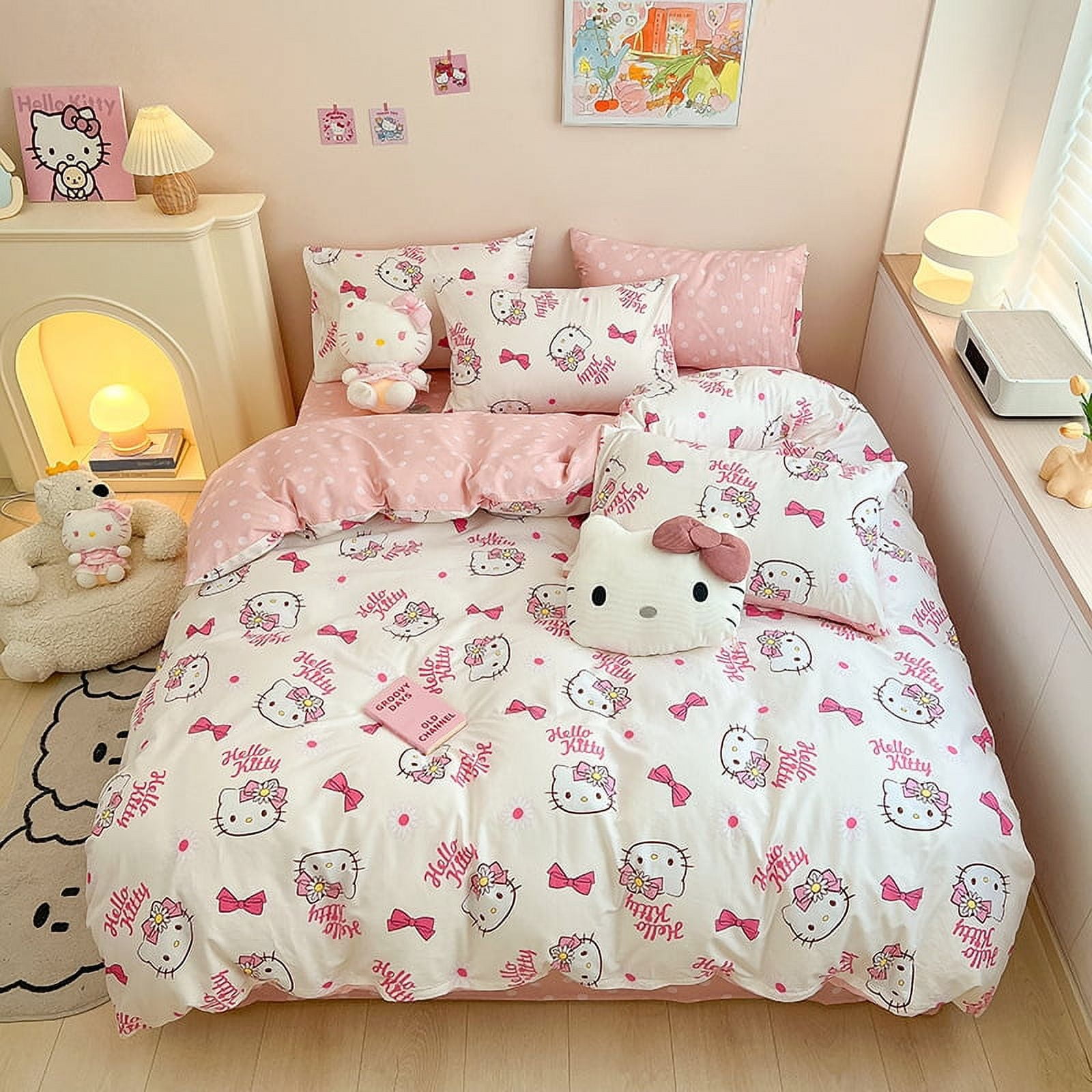 Cartoon KT Cat KRM CNMR Big-ear Dog 100% Cotton Bedding Four-piece Set ...