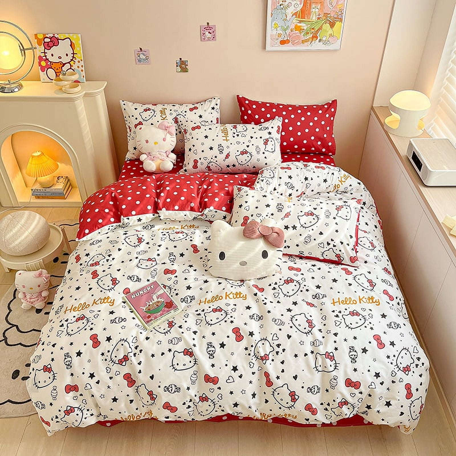 Cartoon KT Cat KRM CNMR Big-ear Dog 100% Cotton Bedding Four-piece Set ...