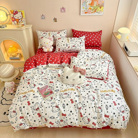 Cartoon KT Cat KRM CNMR Big-ear Dog 100% Cotton Bedding Four-piece Set ...