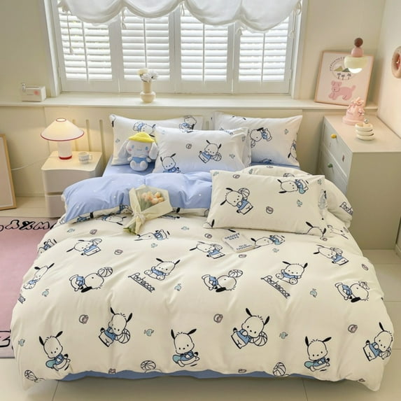Cartoon KT Cat Kuromi Cinnamoroll Bedding 4-Piece Set Duvet Cover Flat ...