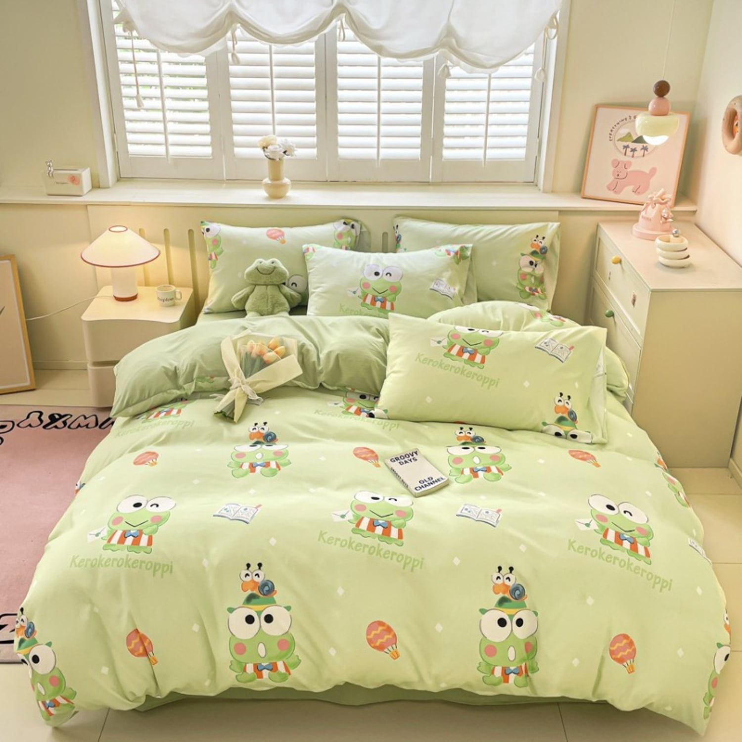 Cartoon KT Cat Kuromi Cinnamoroll Bedding 4-Piece Set Duvet Cover Flat ...