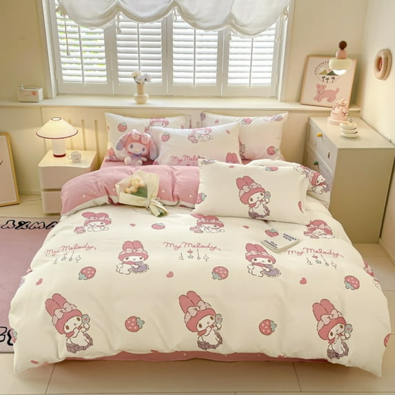 Cartoon KT Cat Kuromi Cinnamoroll Bedding 4-Piece Set Duvet Cover Flat ...