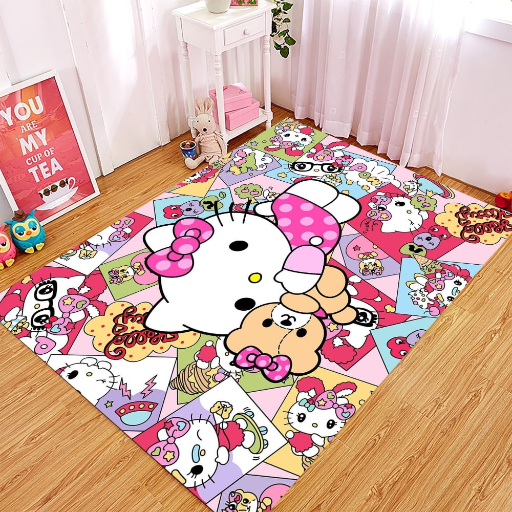 Cartoon KT Cat Rug Ins Style Home Rug Living Room Carpet Bedroom ...