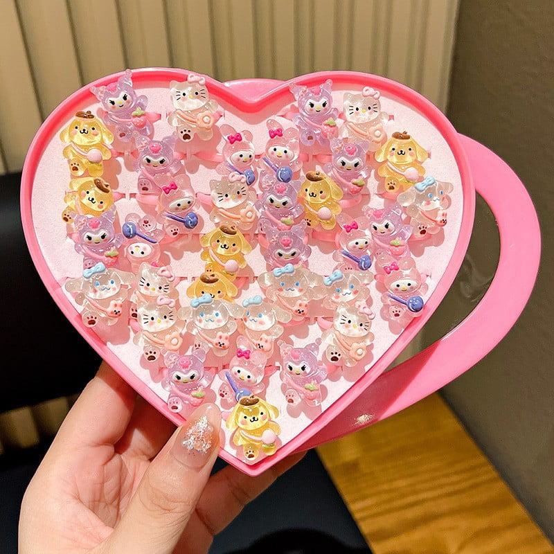 Cartoon KT KRM Ring Cartoon Small Ring Ajustable Finger Ring Set Sweet ...