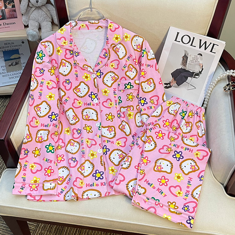 Cartoon KT cat pajamas Long sleeve trousers home wear sweet new students can wear a suit ...