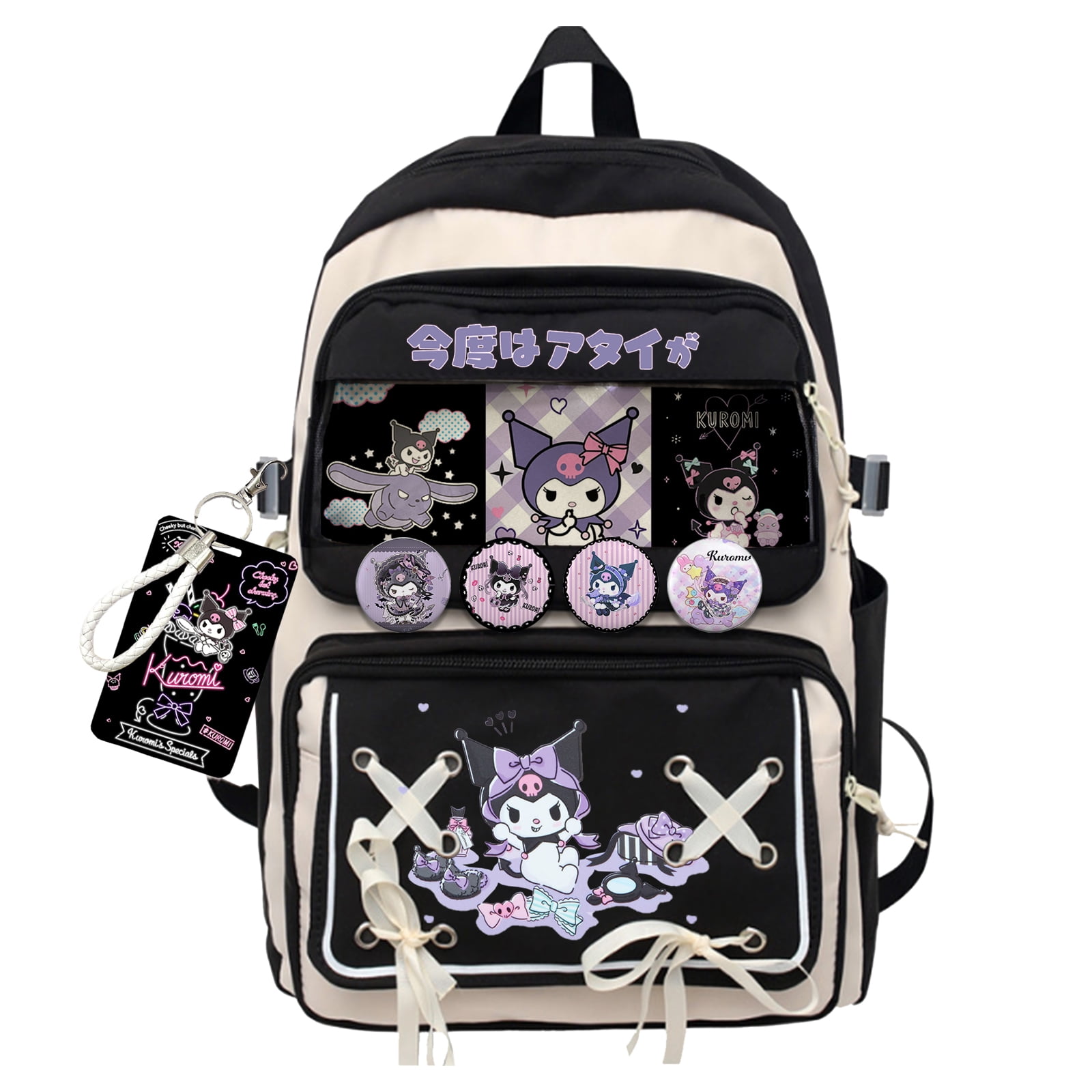 Cartoon KUROMI Backpack, 17.7inch Cute Carry On Laptop Bag, Large ...