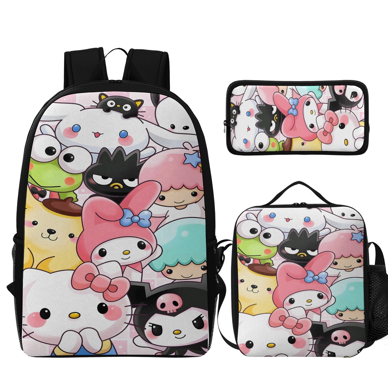 Cartoon Kawaii Backpack, 3Pcs Anime Cartoon Backpack Cute Bookbag Set ...