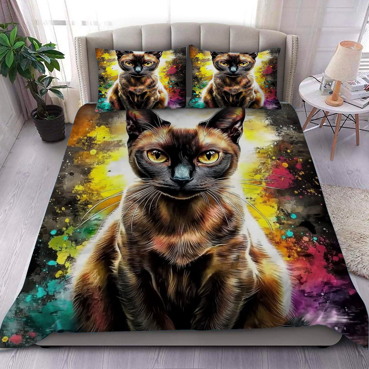 Cartoon Kawaii Cat Comforter Set Twin Size 3D Animals Flower Toddler ...