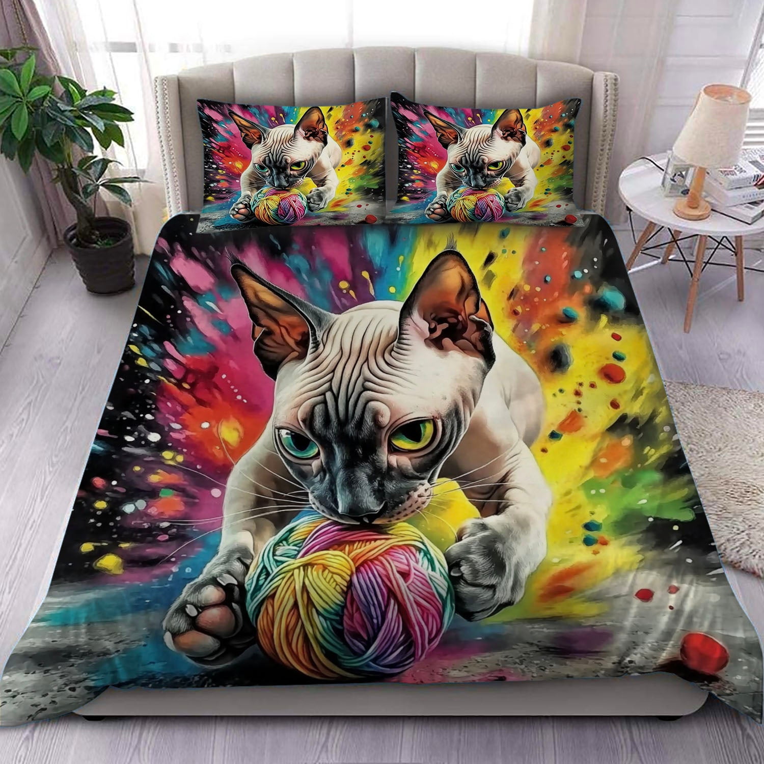 Cartoon Kawaii Cat Comforter Set Twin Size 3D Animals Flower Toddler ...