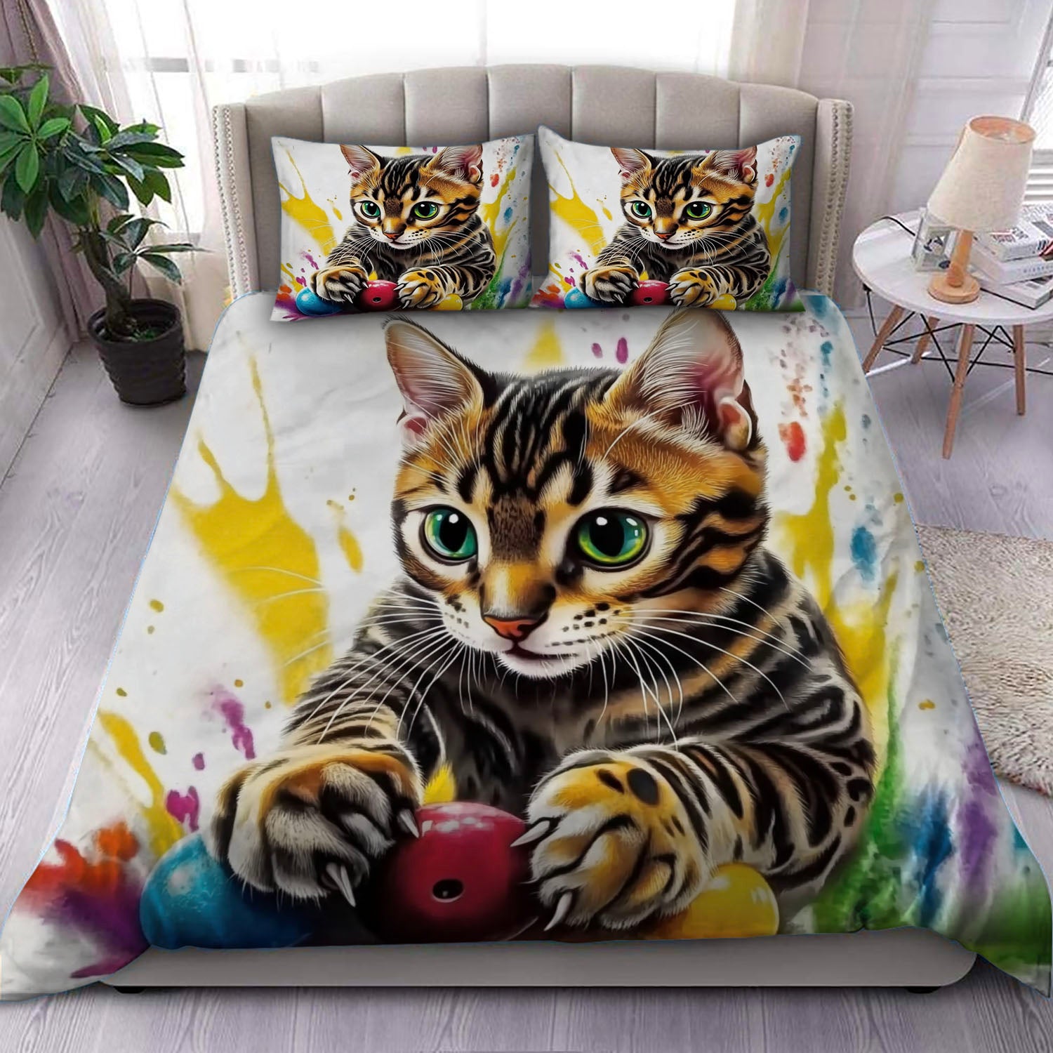 Cartoon Kawaii Cat Comforter Set Twin Size 3D Animals Flower Toddler ...
