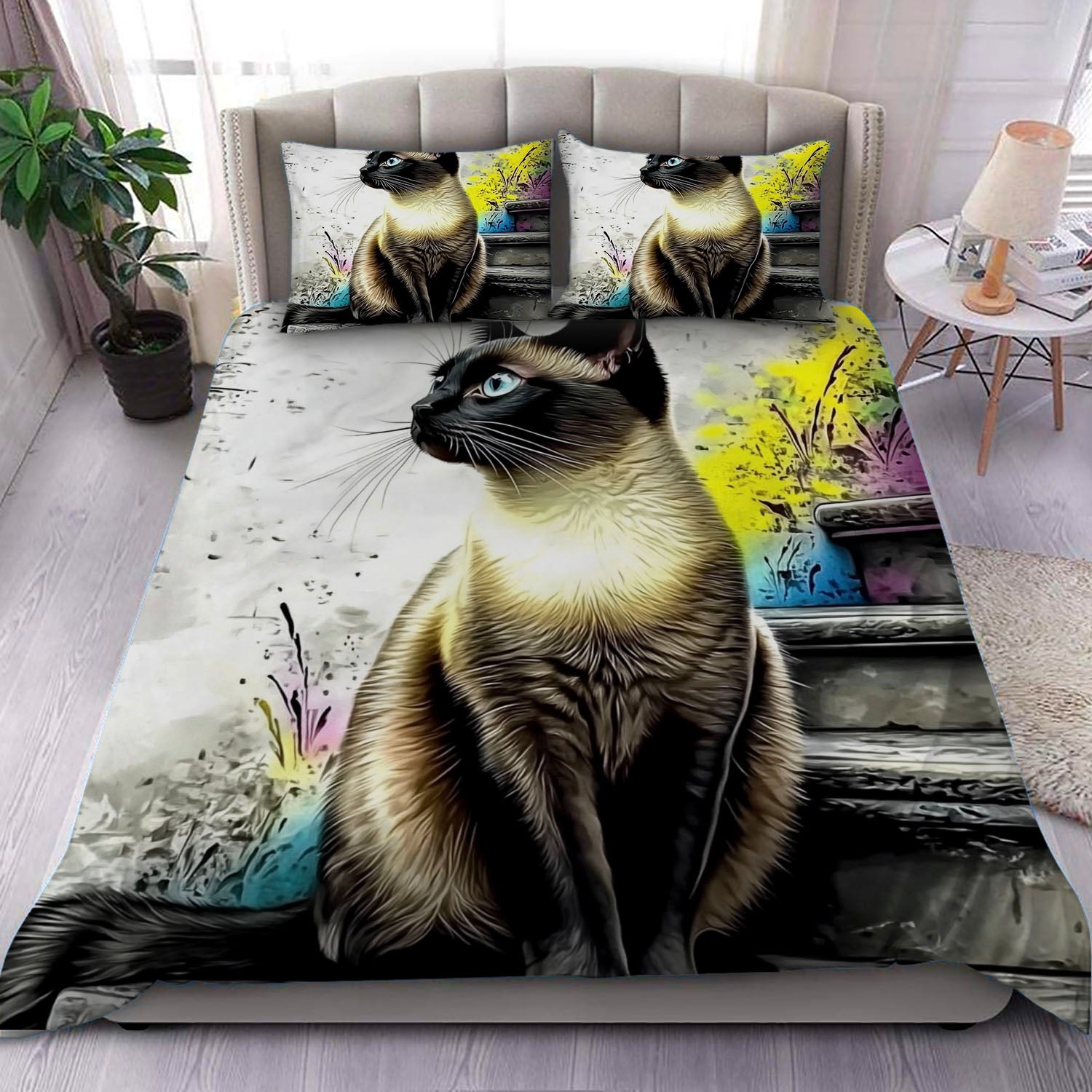 Cartoon Kawaii Cat Comforter Set Twin Size 3D Animals Flower Toddler ...